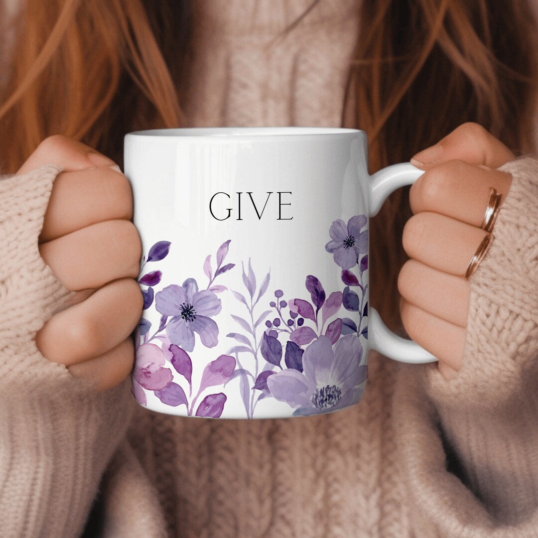 Lenten Catholic Coffee Mug, Pray Fast Give Lent Prayer Mug, Watercolor ...