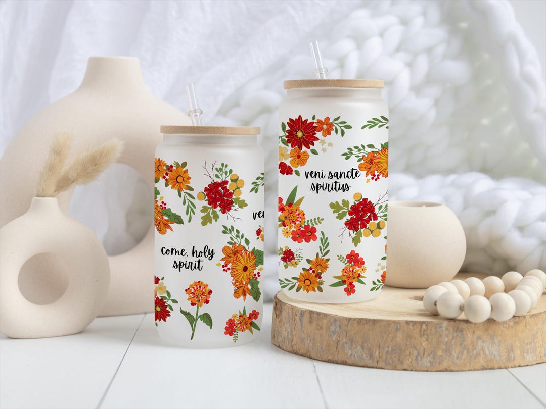 Floral Holy Spirit Glass Tumbler: Catholic Confirmation Gift - Etsy