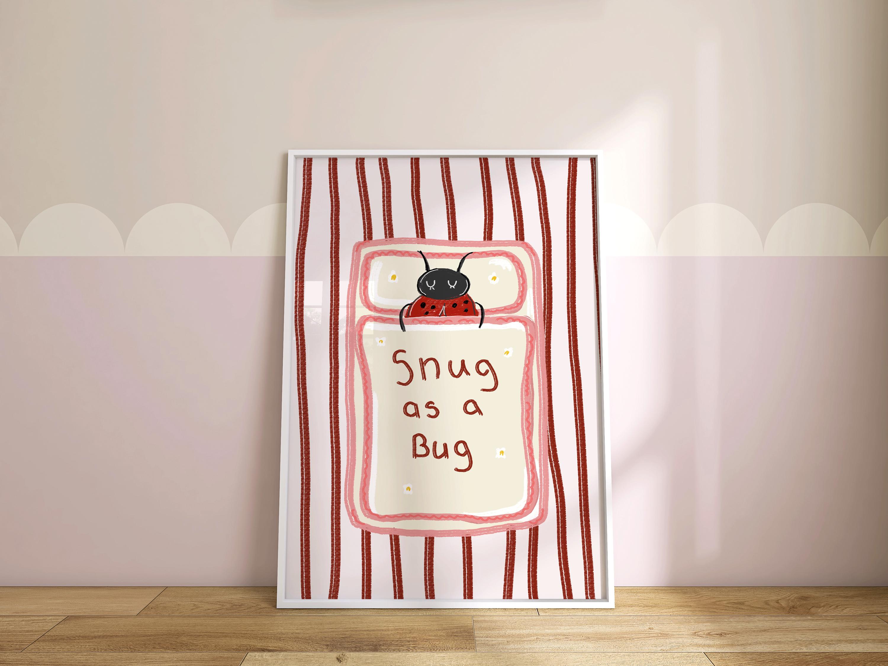 Snug as a Bug - Bright Girls Room - Toddler Poster - Playroom Print ...