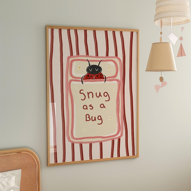 Snug as a Bug - Bright Girls Room - Toddler Poster - Playroom Print ...