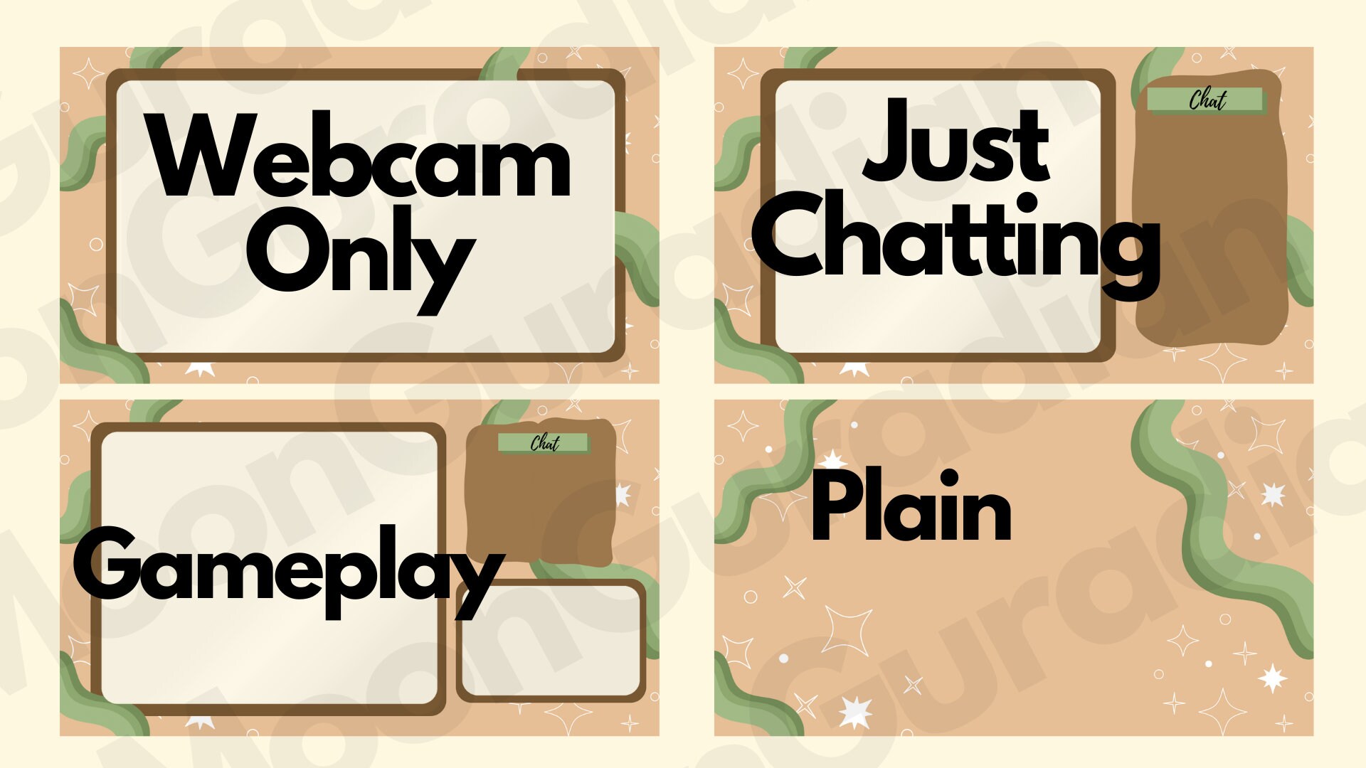 Cool Animated Neutral Earthy Fun Wiggles Twitch Stream Overlay Packet ...