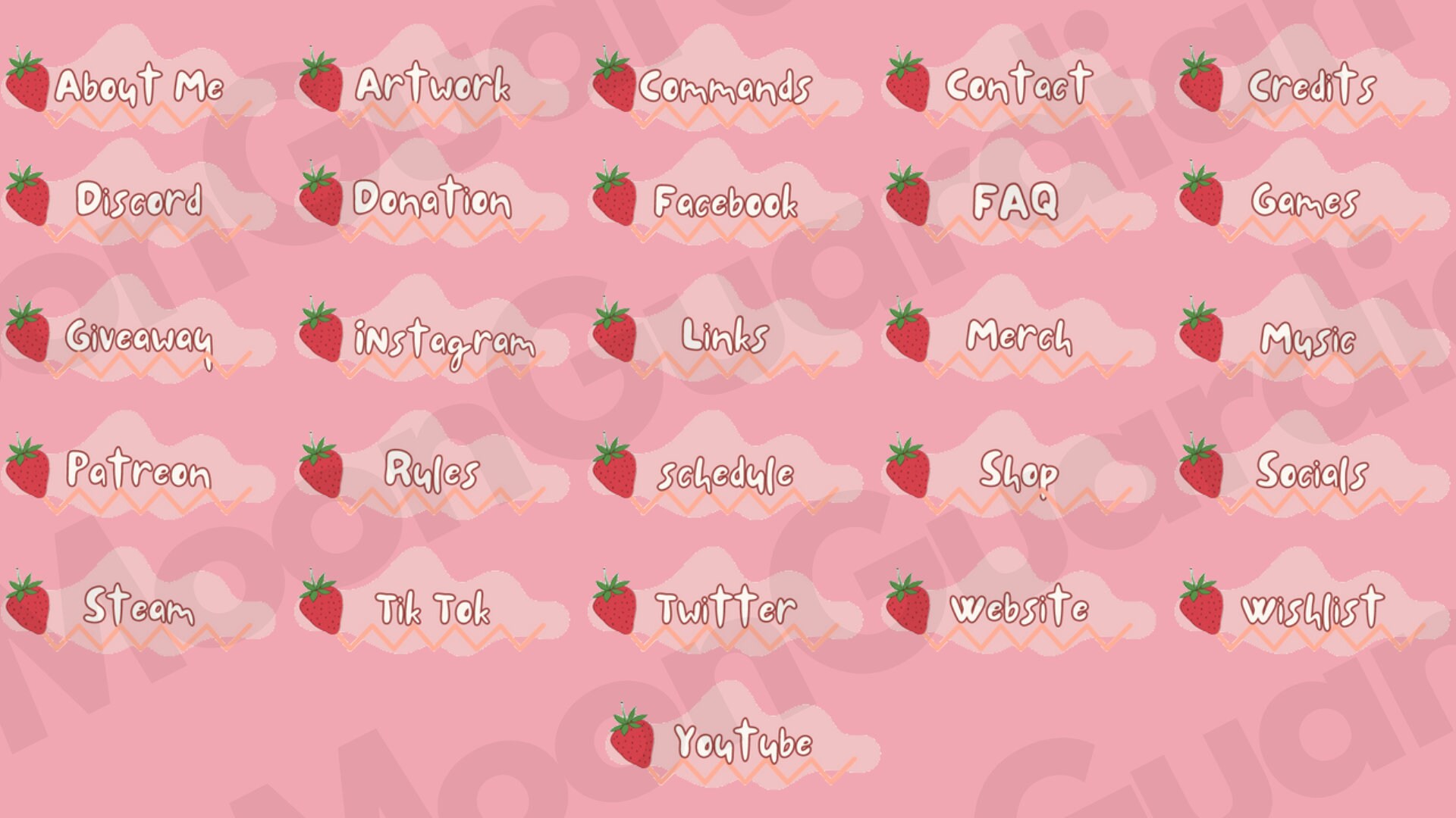 Cute Pretty Pink Strawberry Themed Twitch Overlay for Streaming - Etsy