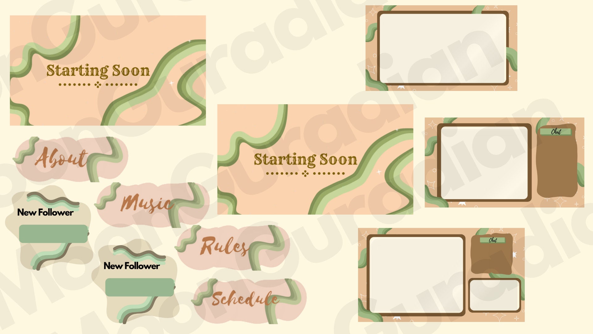 Cool Animated Neutral Earthy Fun Wiggles Twitch Stream Overlay Packet ...