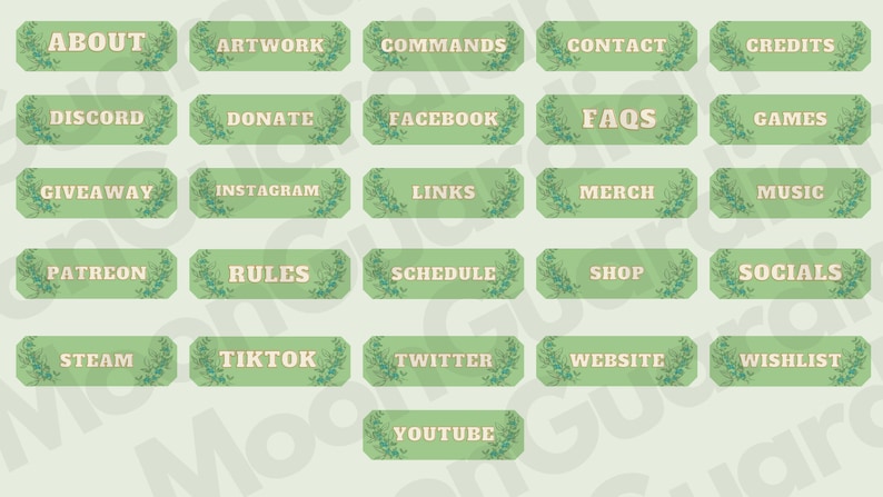 Green Animated Plant Floral Twitch Overlay Packet for Streaming - Etsy