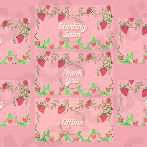 Cute Pretty Pink Strawberry Themed Twitch Overlay for Streaming - Etsy