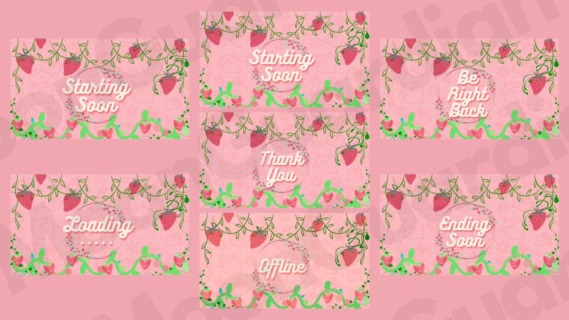 Cute Pretty Pink Strawberry Themed Twitch Overlay for Streaming - Etsy