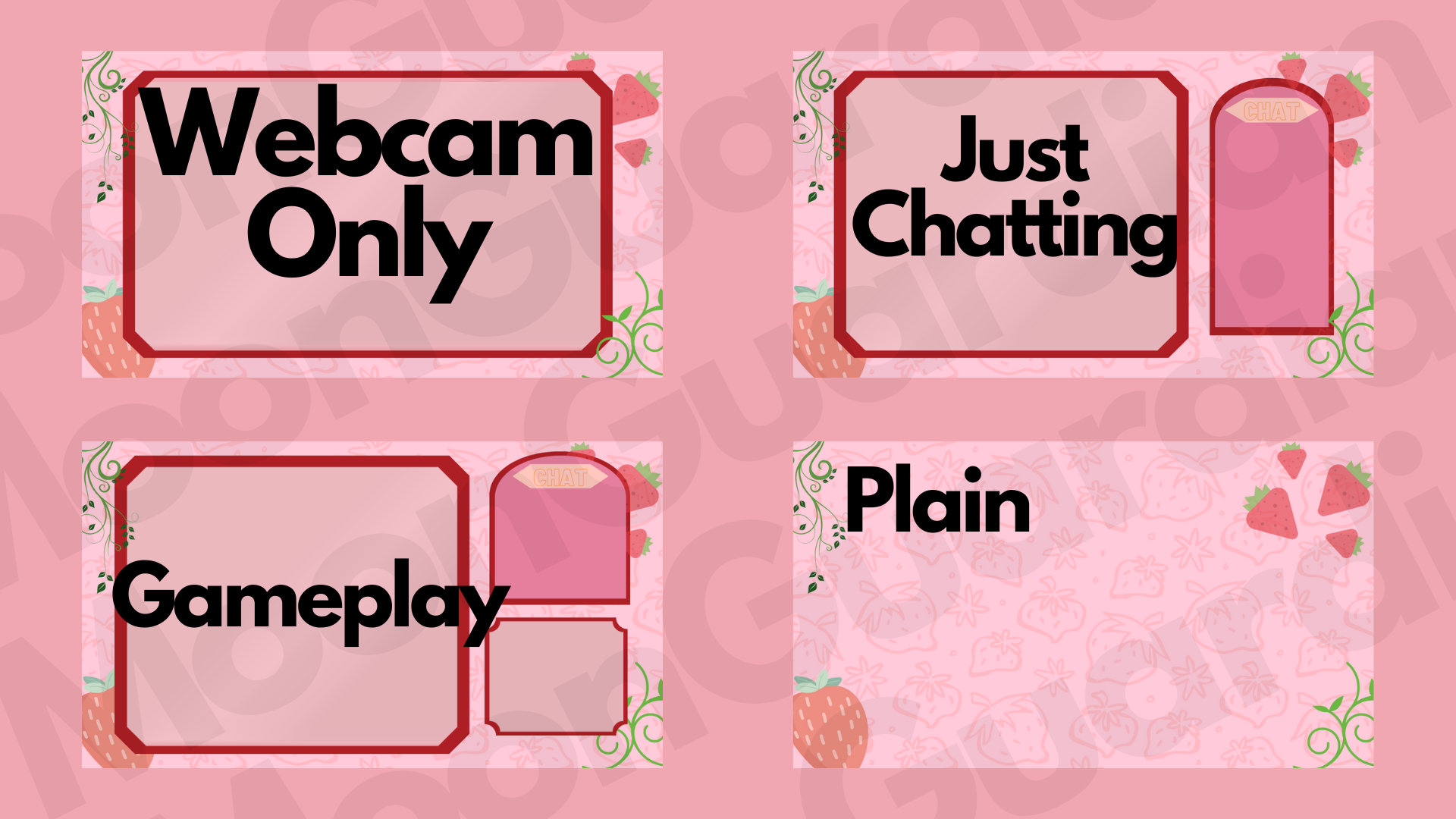 Cute Pretty Pink Strawberry Themed Twitch Overlay for Streaming - Etsy