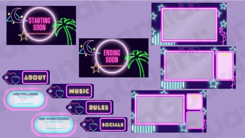 Cool Neon Animated Twitch Overlay for Streaming - Etsy