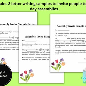Printable Letter Writing Templates-us Letter & A4 Size, Assembly Invite ...