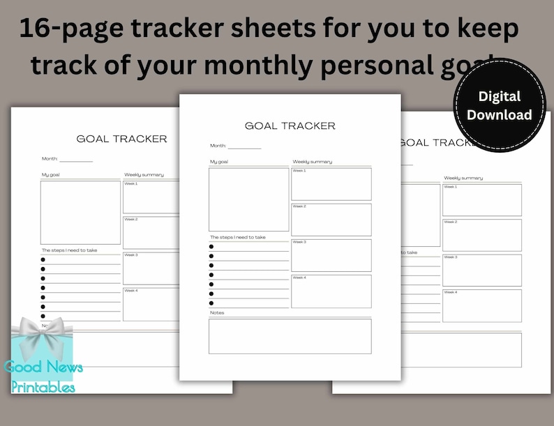 Printable Goal Planning Tracker Sheets US Letter & A4 Sizes - Etsy