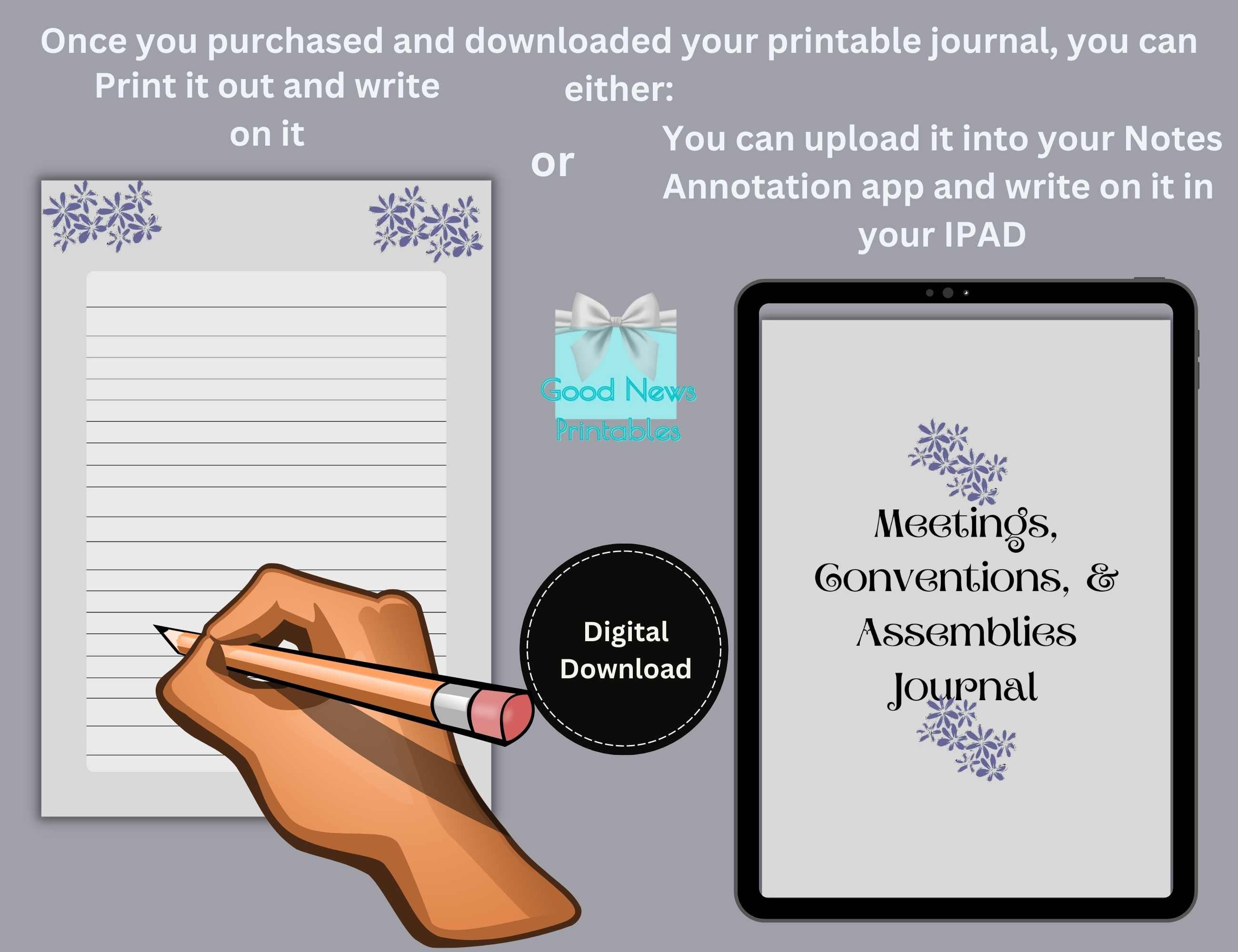 Editable Printable Meetings, Conventions & Assemblies Journal, A4, US ...