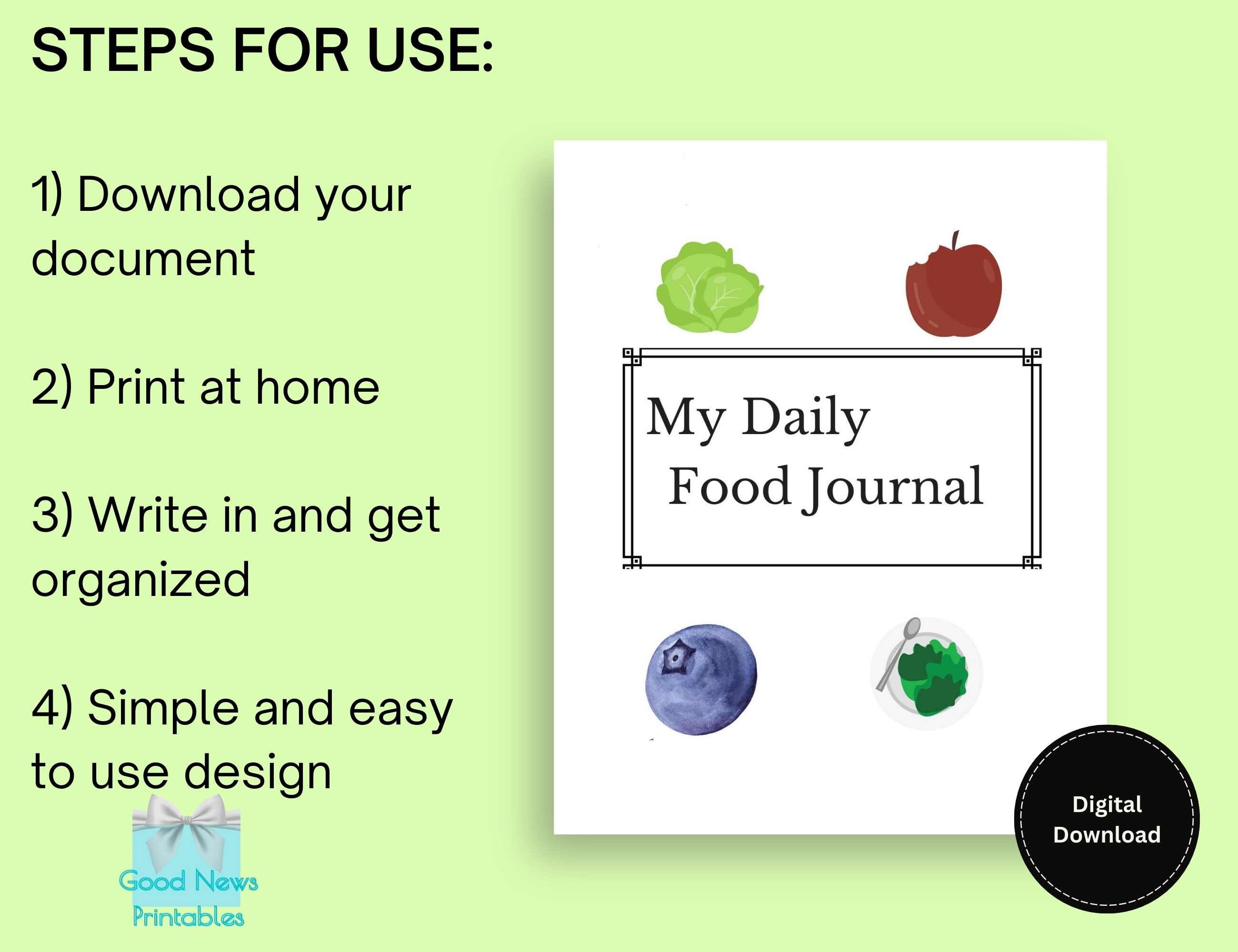 Editable Printable My Daily Food Journal- US Letter & A4 Size - Etsy