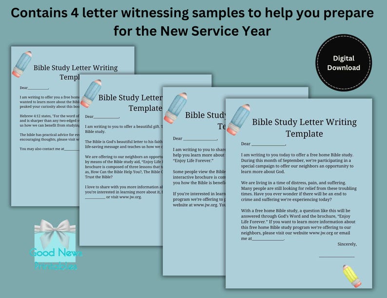 Printable Letter Writing Templates for the New Service Year, US Letter ...