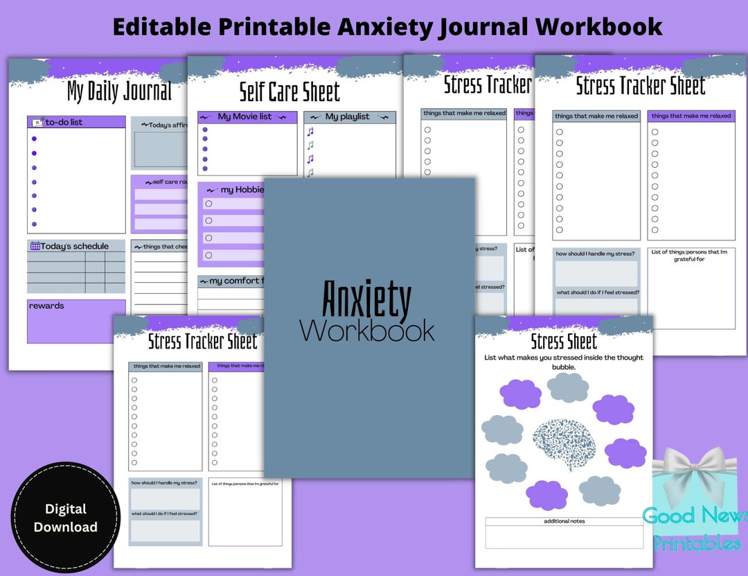 Editable Printable Anxiety Journal Workbook, A4 & US Letter Size - Etsy