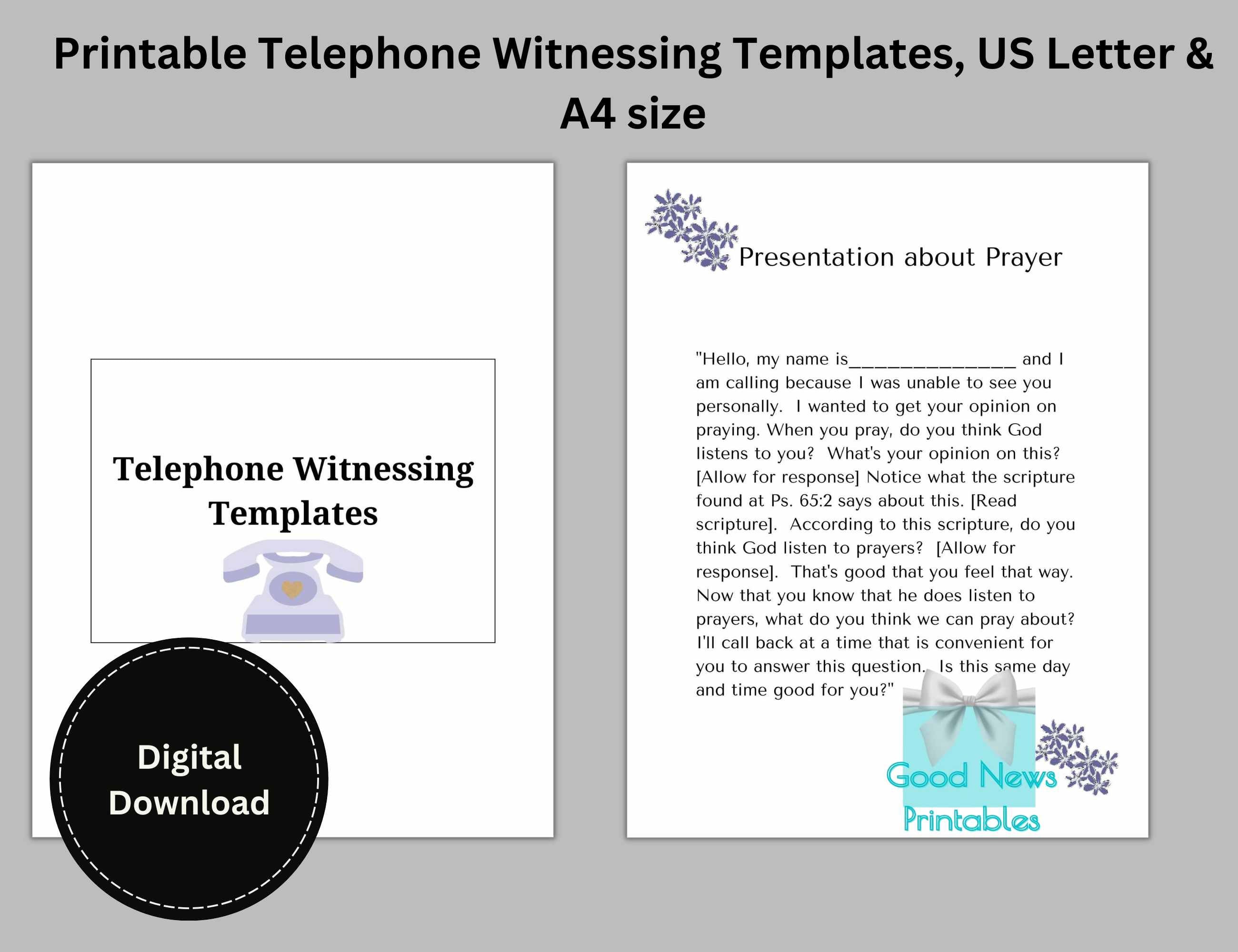 Printable Telephone Witnessing Presentation Templates, US Letter & A4 ...