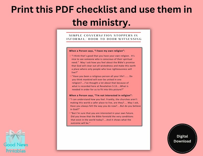 Printable Conversation Stoppers Checklist, US Letter Size PDF - Etsy