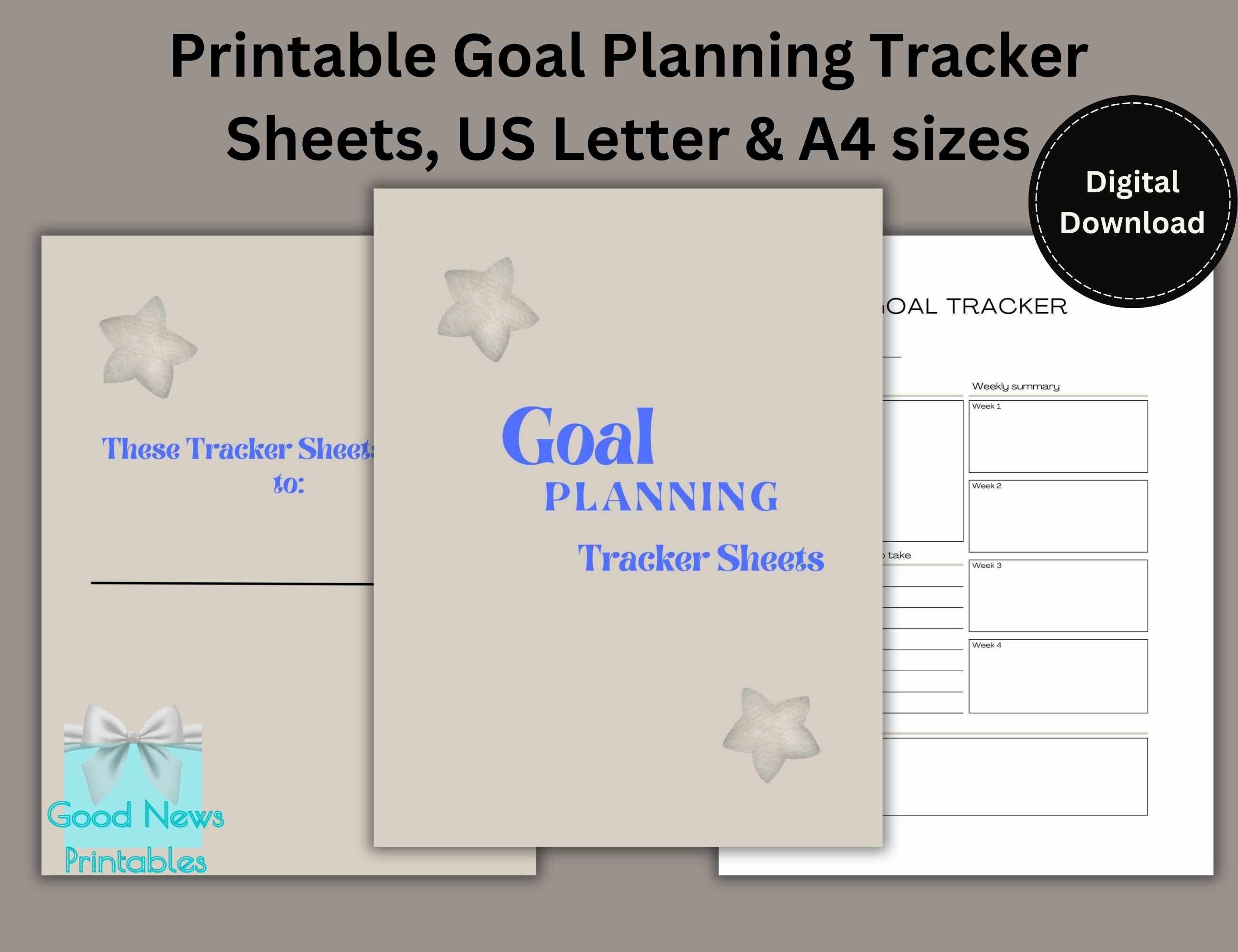 Printable Goal Planning Tracker Sheets US Letter & A4 Sizes - Etsy