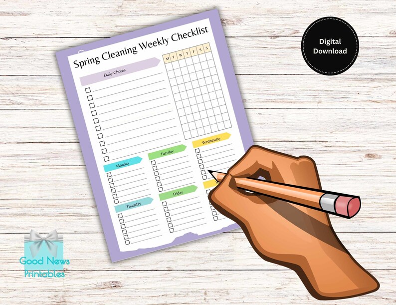 Printable Spring Cleaning Checklist, US Letter Size, A4 Size, Editable ...