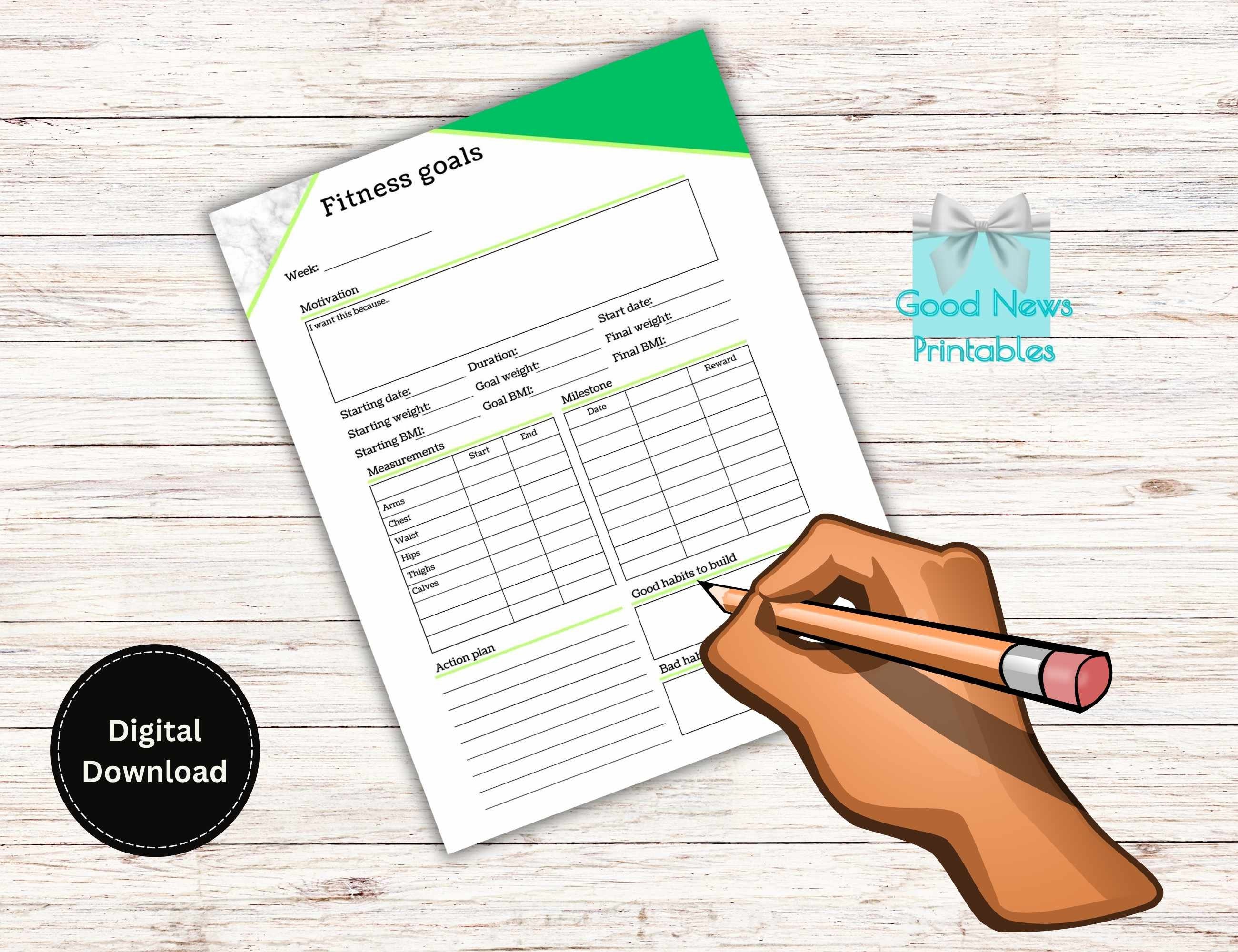 Editable Printable My Fitness Goals Planner, US Letter & A4 Sizes - Etsy