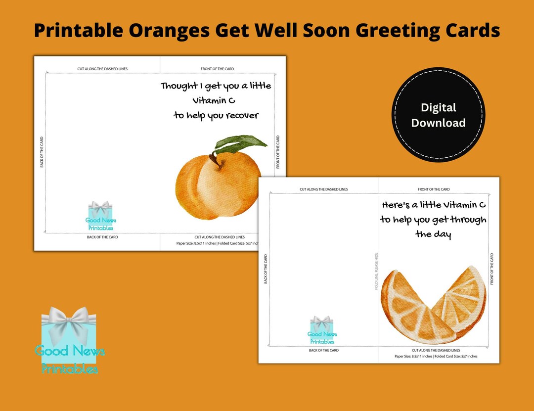 Printable Oranges Get Well Soon Greeting Cards - Etsy