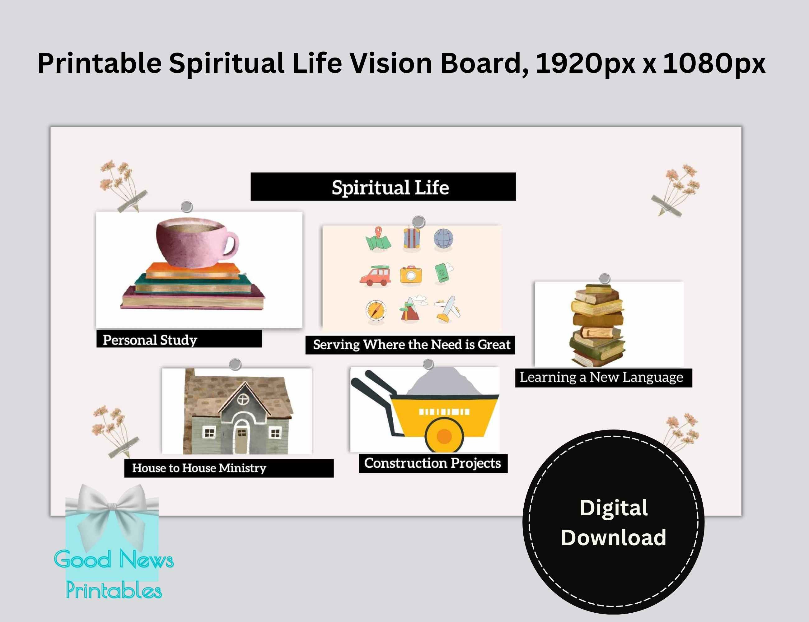 Printable Spiritual Life Vision Board, 1920px X 1080px & US Letter Size ...