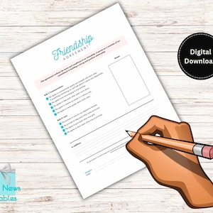Two Printable Friendship Agreement Contract, US Letter & A4 Sizes - Etsy