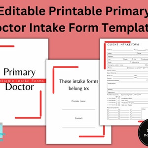 Editable Printable Primary Doctor Intake Template Forms, US Letter Size ...