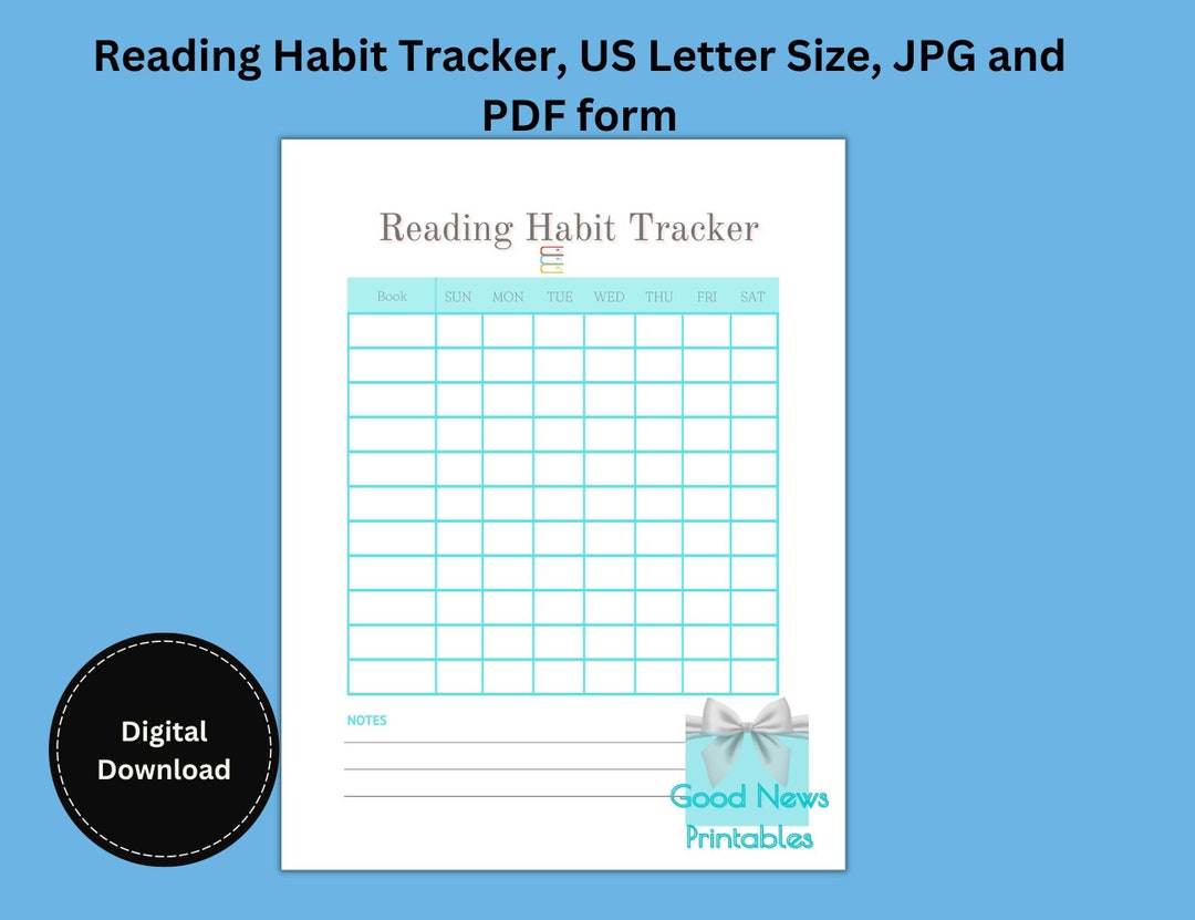 Editable Printable Reading Habit Tracker, US Letter Size - Etsy