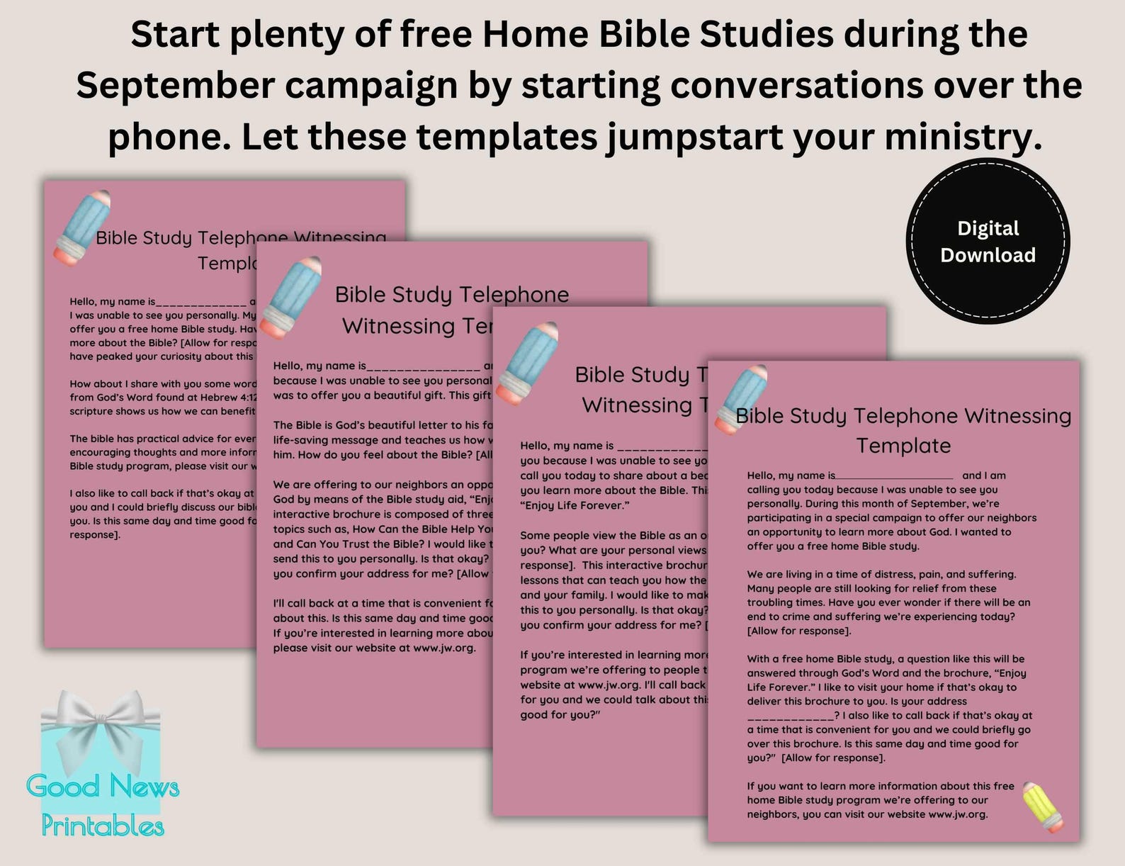 Printable Telephone Witnessing Presentation Templates for the New ...
