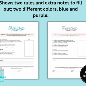 Two Printable Friendship Agreement Contract, US Letter & A4 Sizes - Etsy