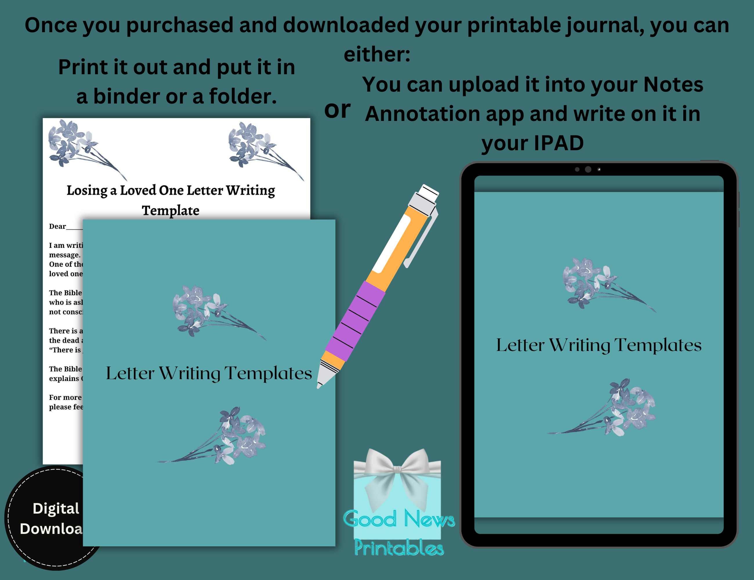 Printable Letter Writing Grief & Experiencing Tragedy Templates, US ...