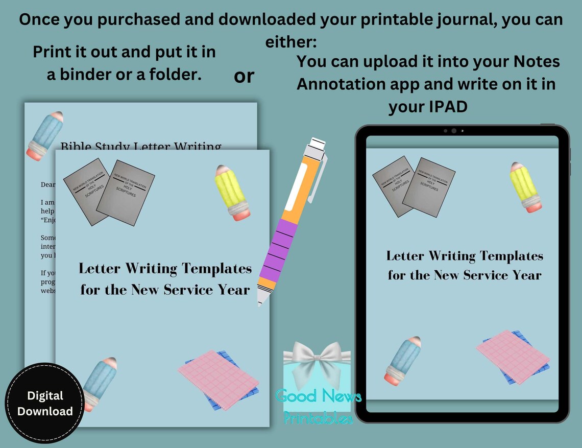 Printable Letter Writing Templates for the New Service Year, US Letter ...