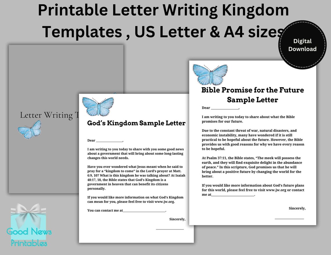 Printable Letter Writing Kingdom Templates, US Letter & A4 Sizes, God's ...