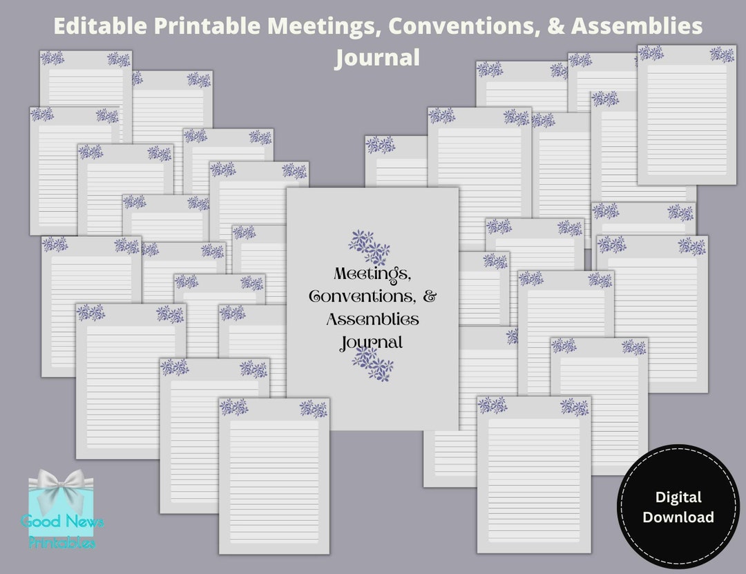 Editable Printable Meetings, Conventions & Assemblies Journal, A4, US ...