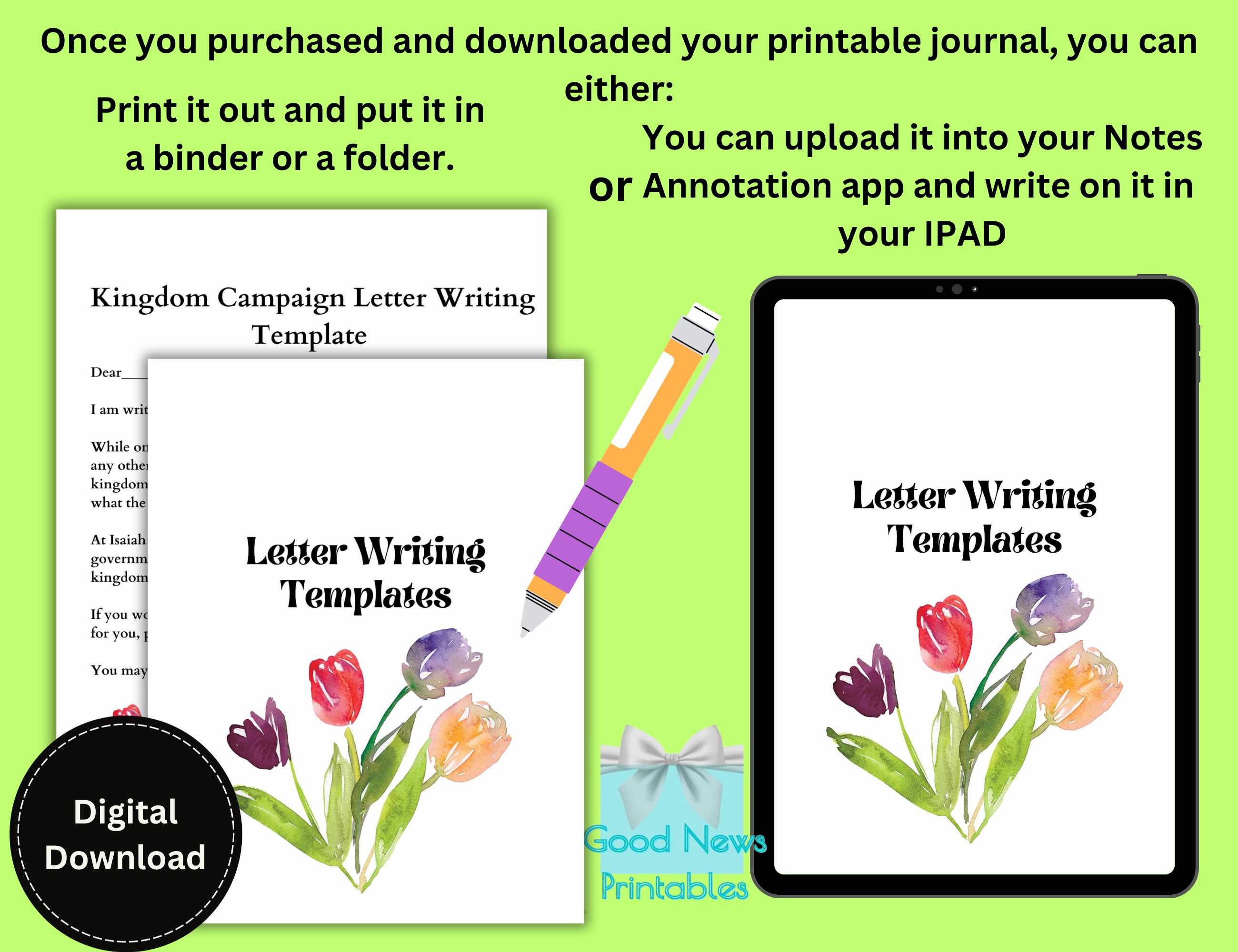 Printable Letter Writing Templates-us Letter & A4 Size, Assembly Invite ...