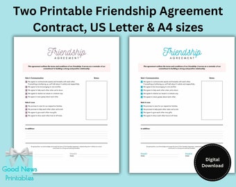 Friendship Agreement Printable, Best Friends Contract, Partnership ...