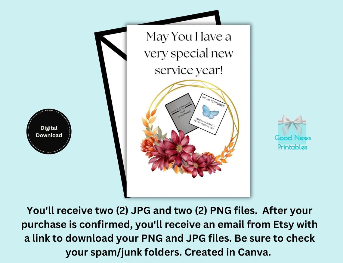 Printable New Service Year 2024-2025 Greeting Cards, US Letter Size ...