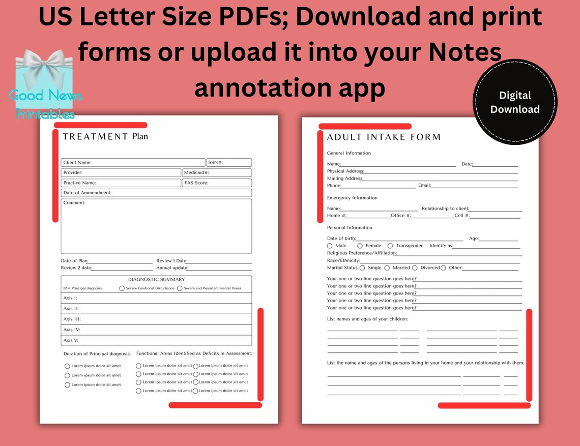 Editable Printable Primary Doctor Intake Template Forms, US Letter Size ...
