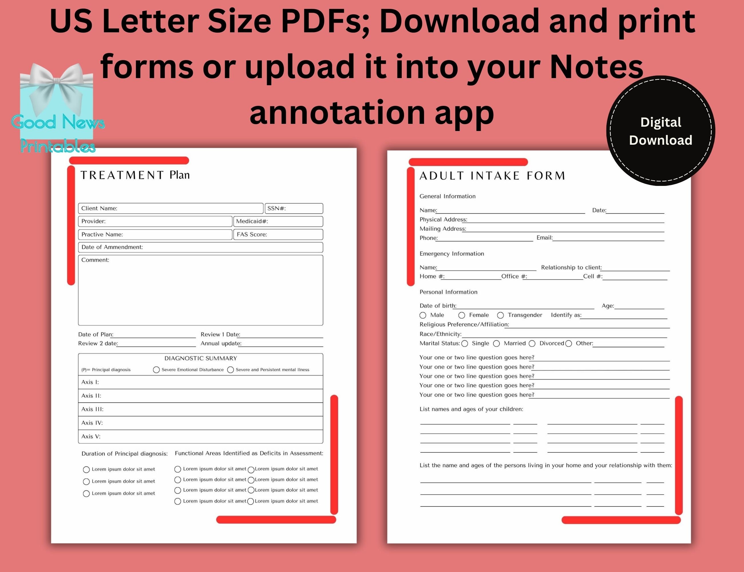 Editable Printable Primary Doctor Intake Template Forms, US Letter Size ...