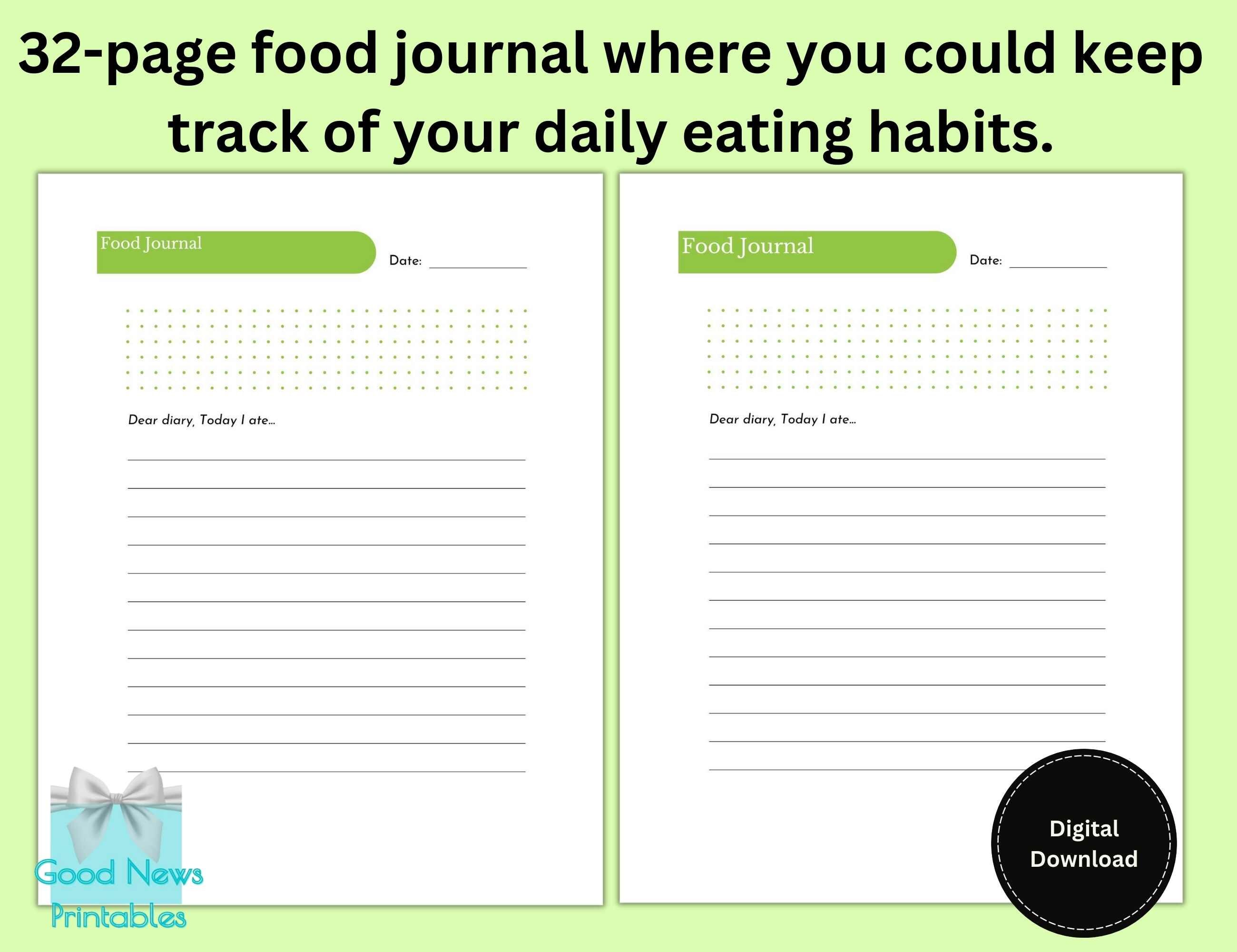 Editable Printable My Daily Food Journal- US Letter & A4 Size - Etsy