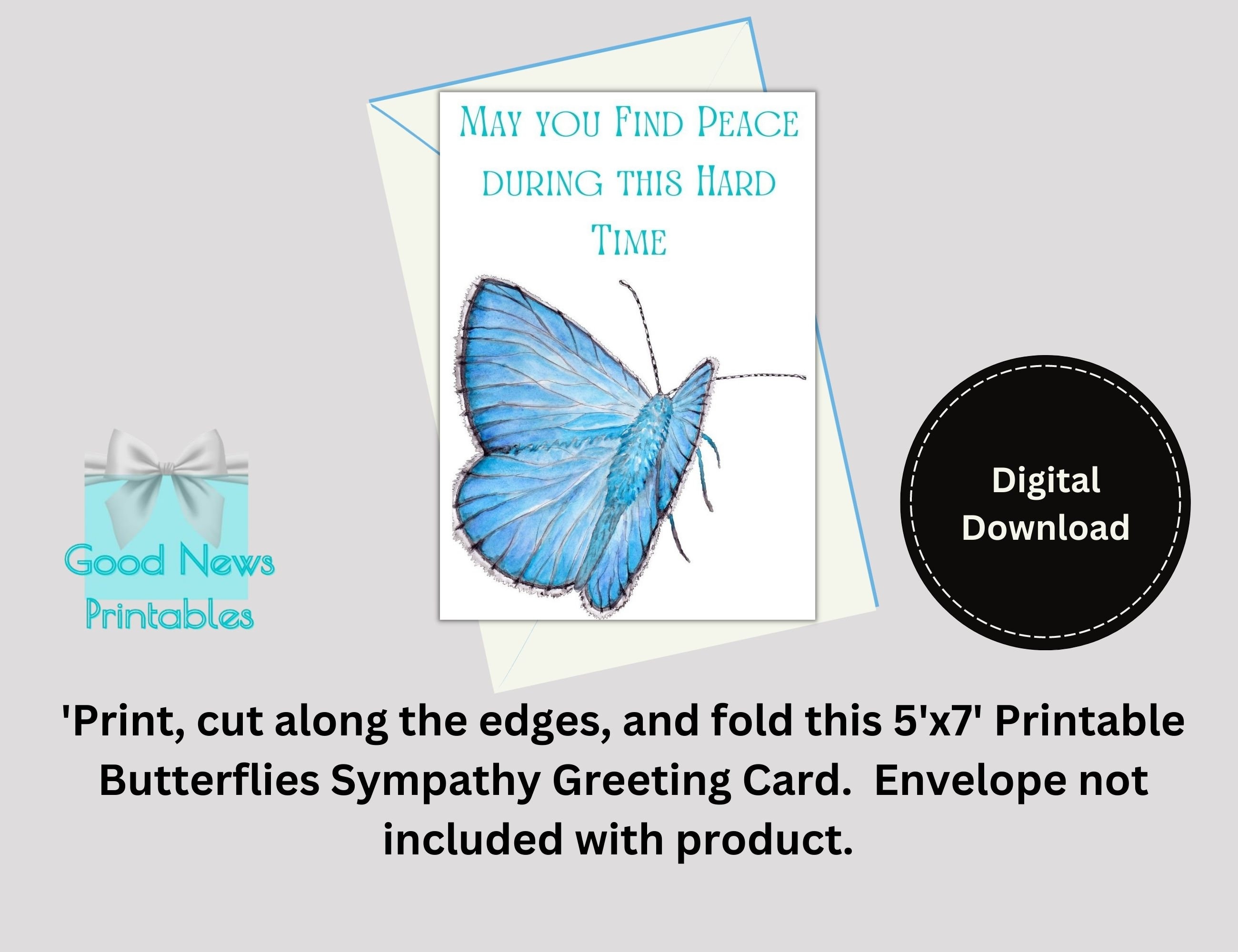 Printable Butterflies Sympathy Greeting Cards - Etsy