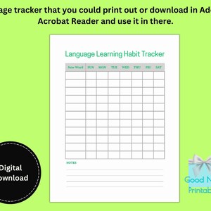 Editable Printable Language Learning Habit Tracker, US Letter & A4 Size ...
