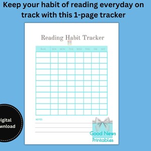 Editable Printable Reading Habit Tracker, US Letter Size - Etsy