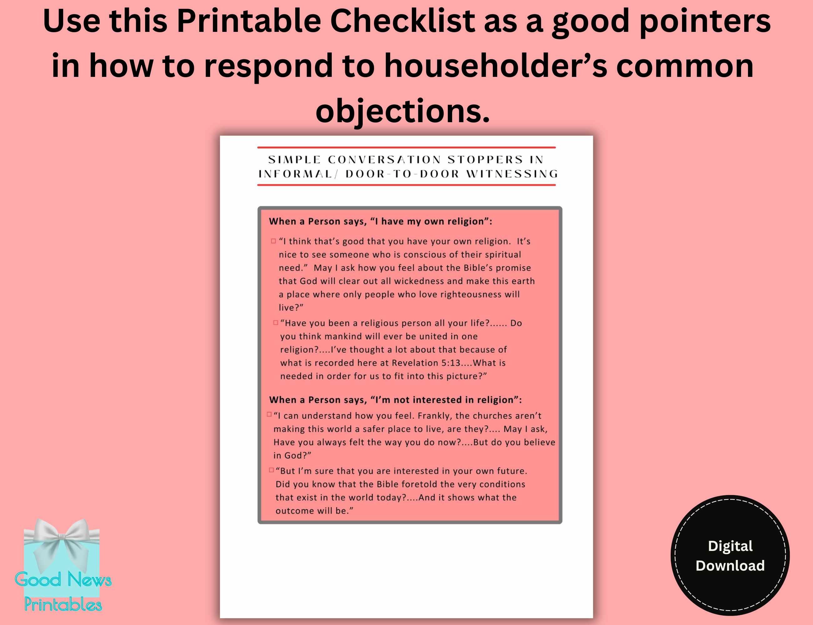 Printable Conversation Stoppers Checklist, US Letter Size PDF - Etsy