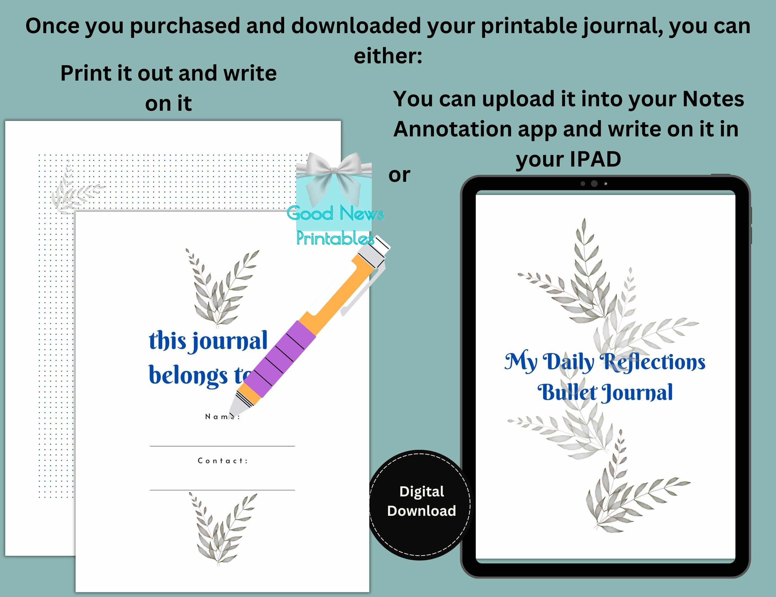 Editable Printable Daily Reflections Bullet Journal, US Letter & A4 ...
