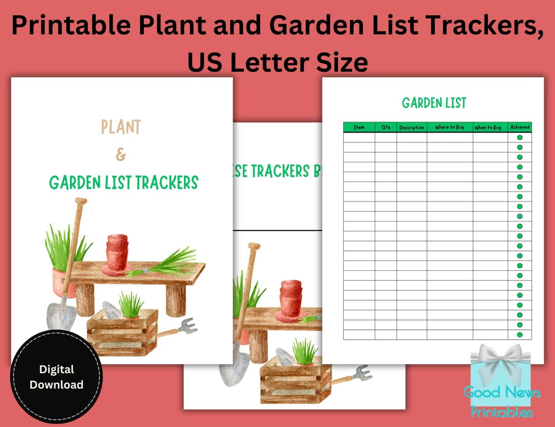 Printable Plant and Garden List Trackers, US Letter Size - Etsy