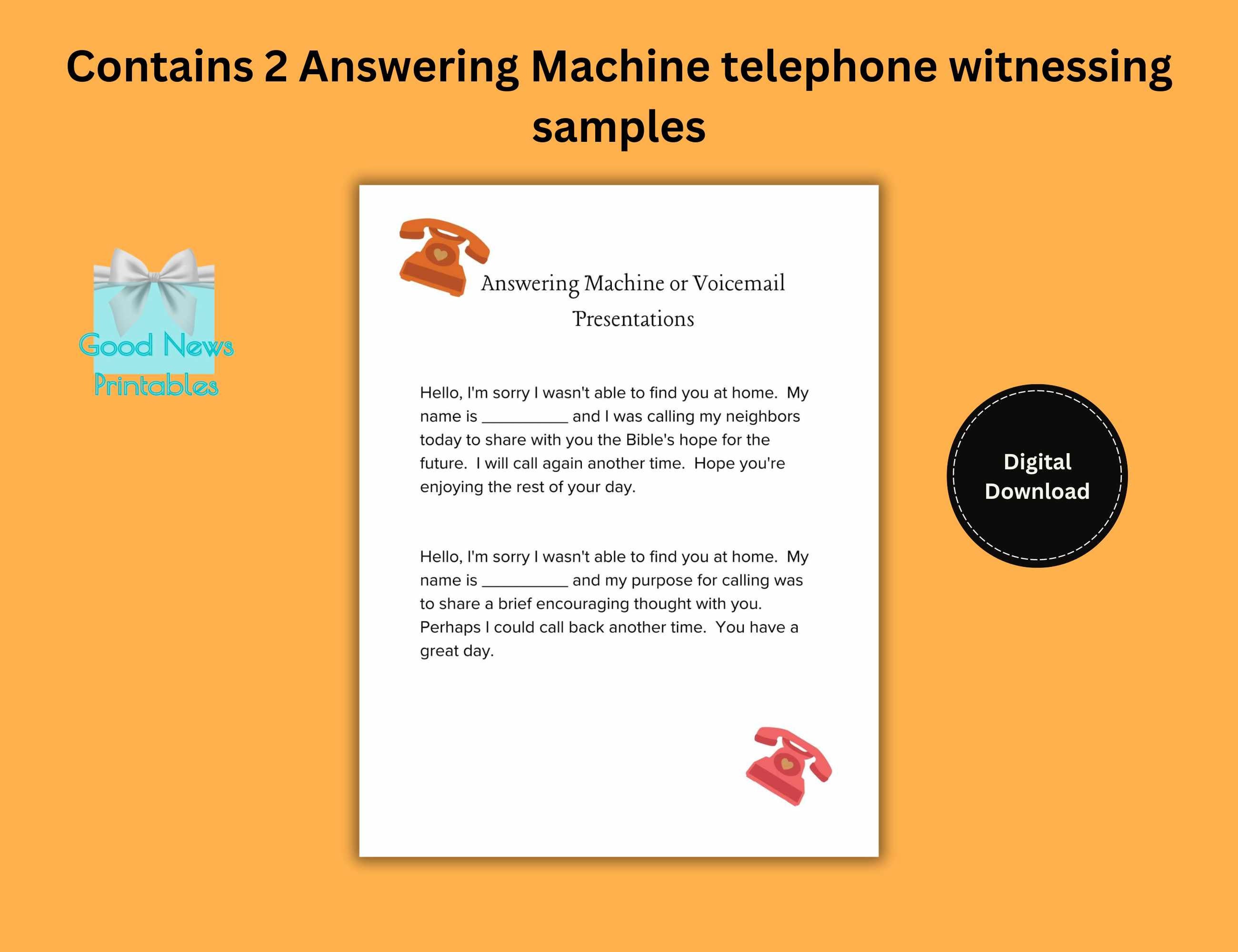 Printable Encouragement Telephone Witnessing Templates, US Letter & A4 ...