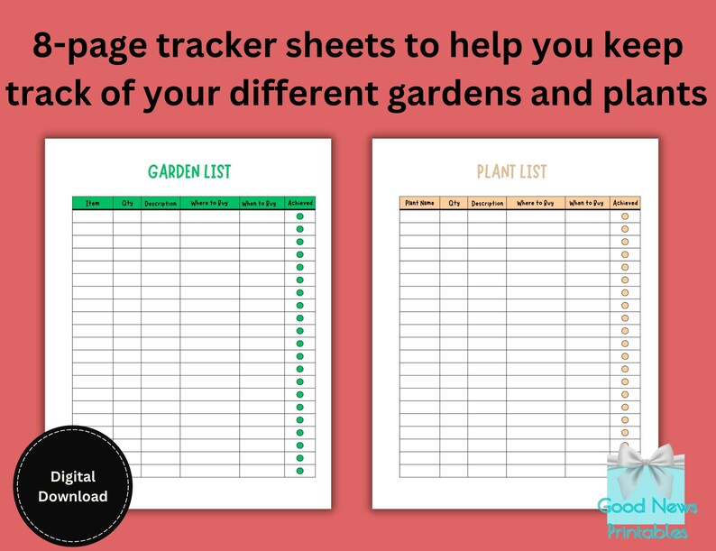 Printable Plant and Garden List Trackers, US Letter Size - Etsy