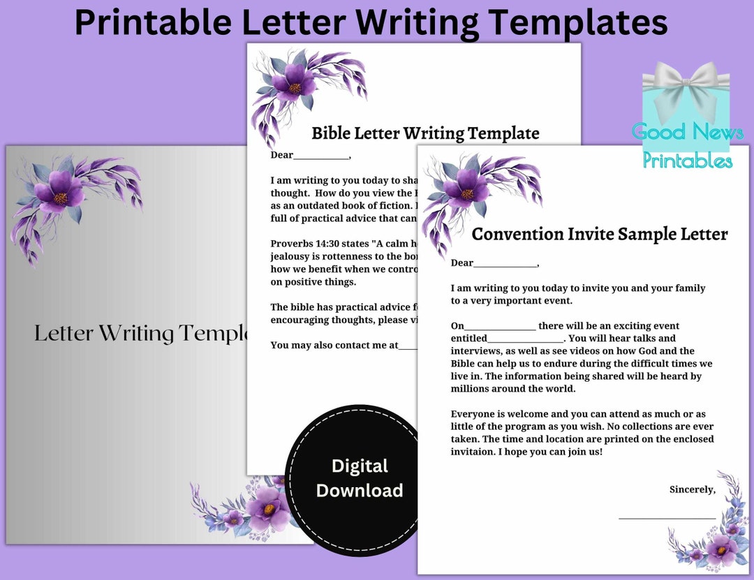 Printable Letter Writing Templates-us Letter & A4 Size, Convention ...
