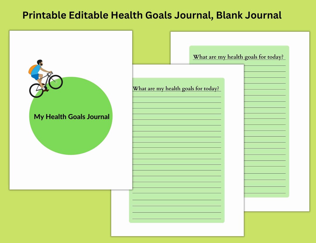 Printable Editable Health Goals Journal, US Letter & A4 Size - Etsy